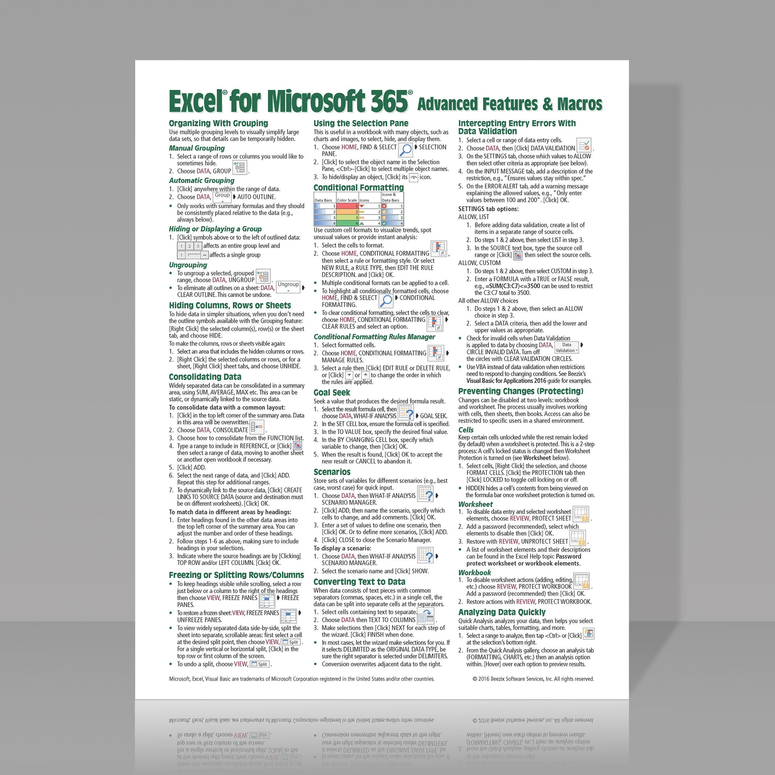 Excel for Microsoft 365 Advanced Features Macros Quick Guide Cheat ...