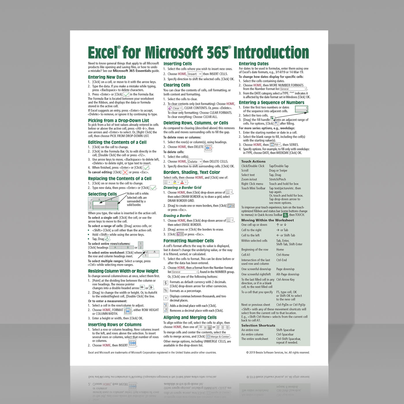 Excel 365 Quick Reference, Training Guide, Cheat Sheet - Beezix