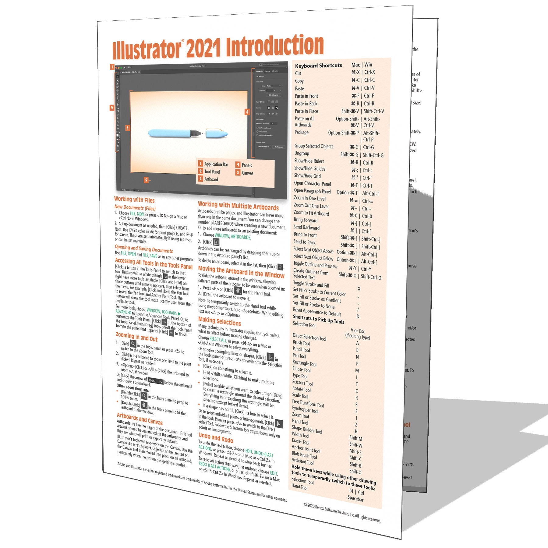 Adobe Illustrator 2021 Introduction Quick Reference Card - Beezix