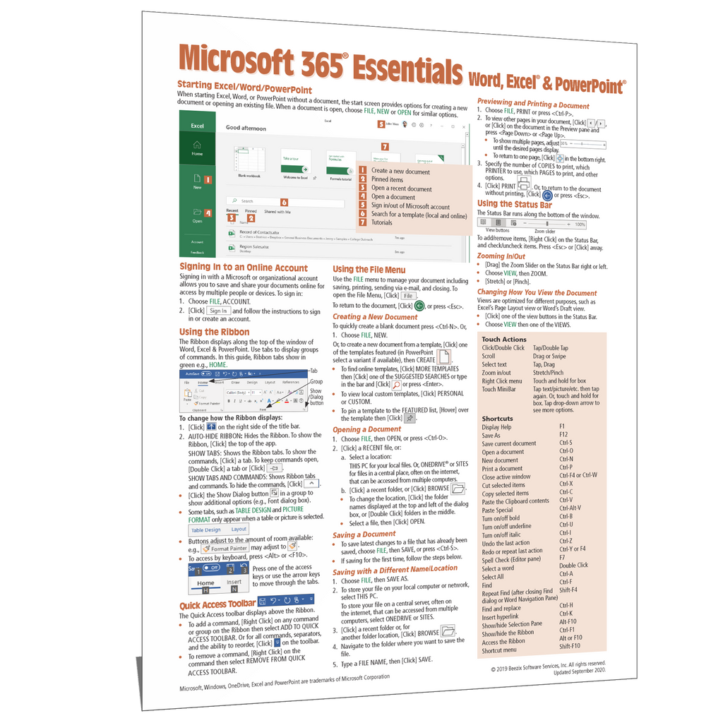 Microsoft Word for Office 365 Columns Tables Pictures Guide Card - Beezix