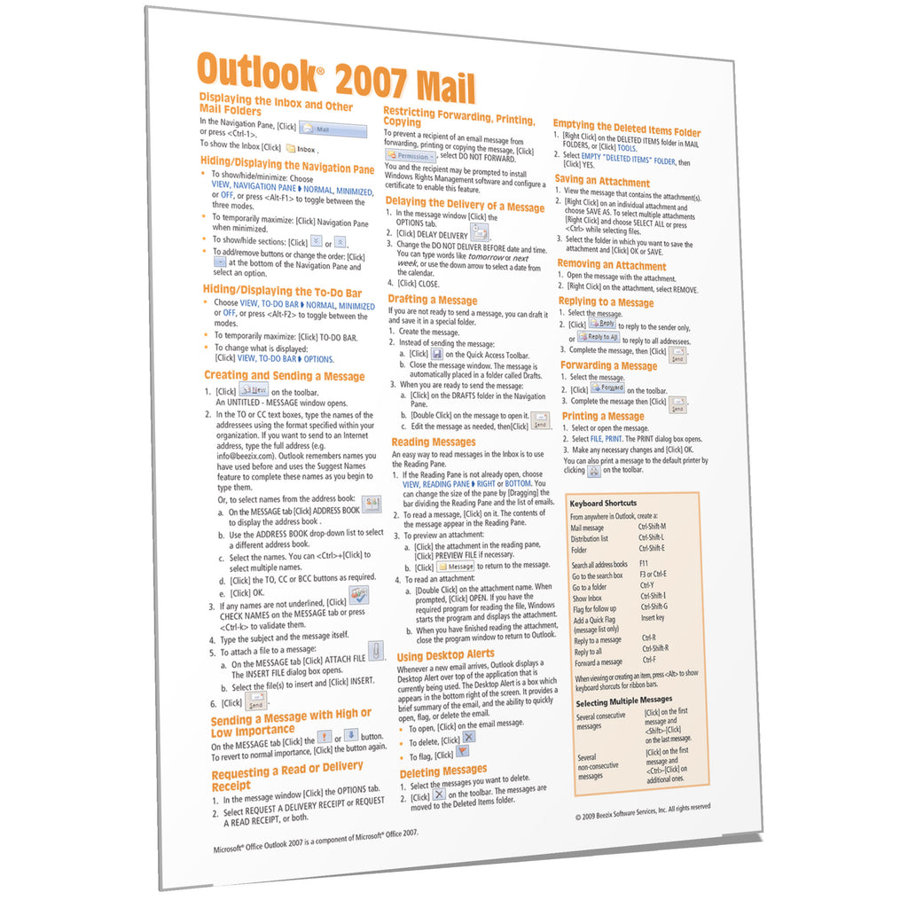 Office 2007 Quick Reference, Guide, Cheat Sheet, Card - Beezix