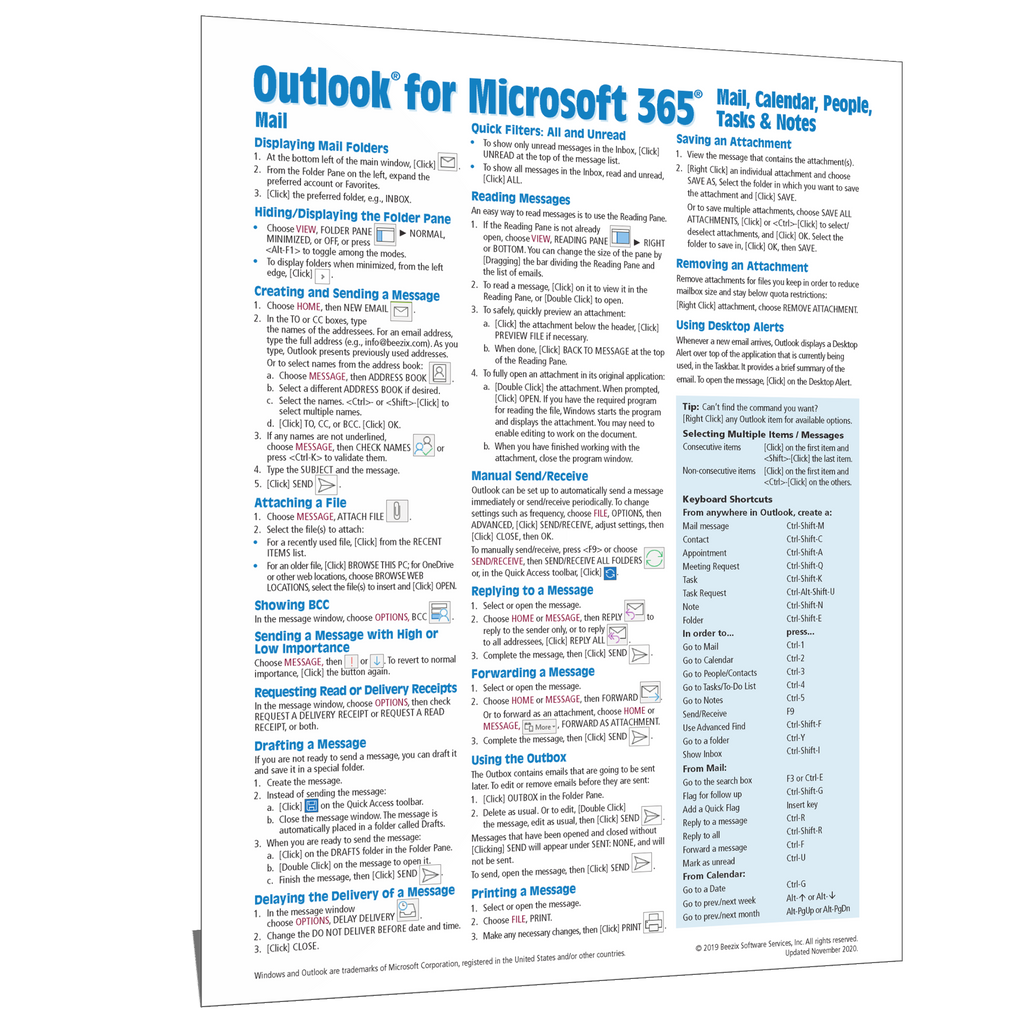 Office 365 Guide, Cheat Sheet, Quick Reference - Beezix