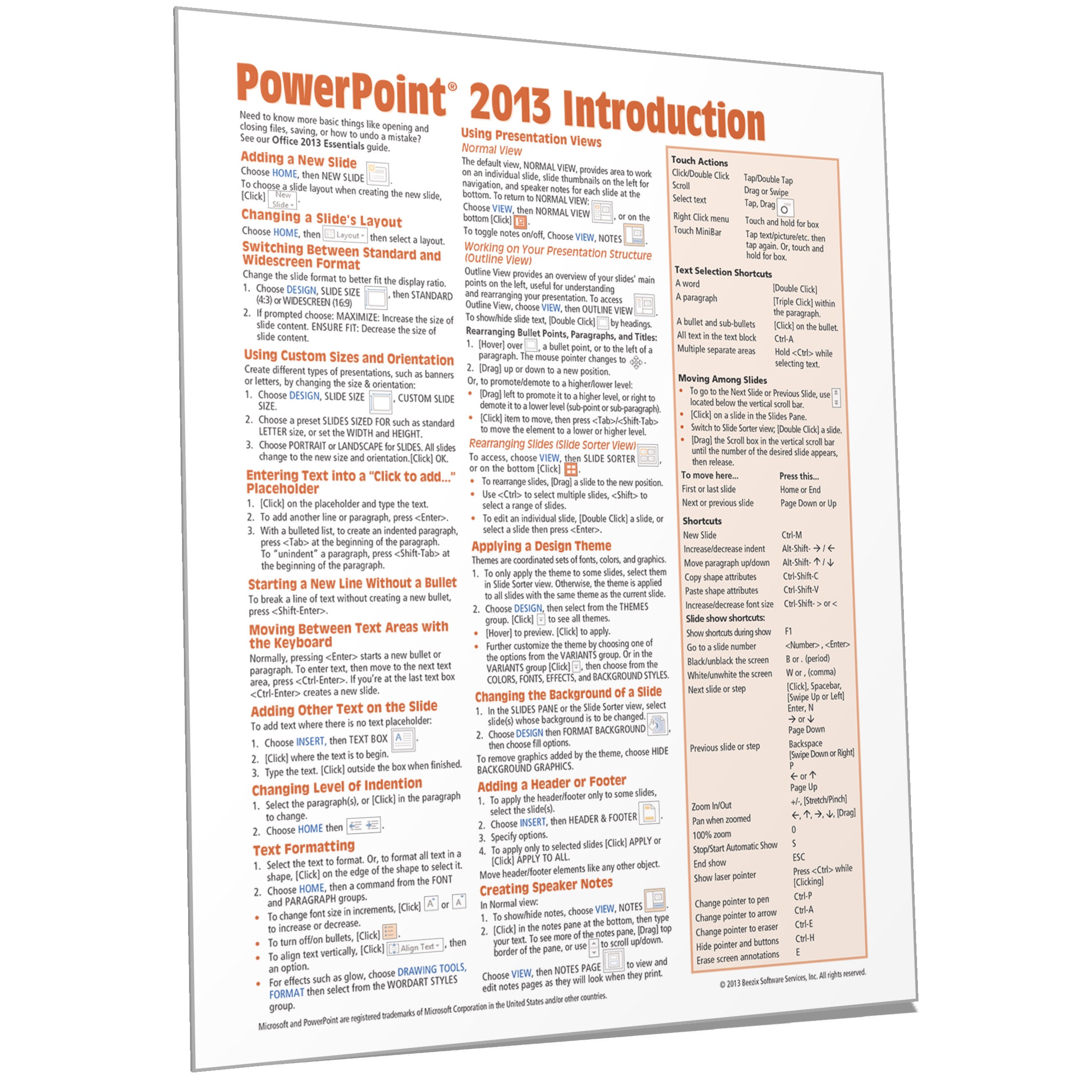 Powerpoint 2013 Quick Reference Guide Card Tip Sheet Beezix