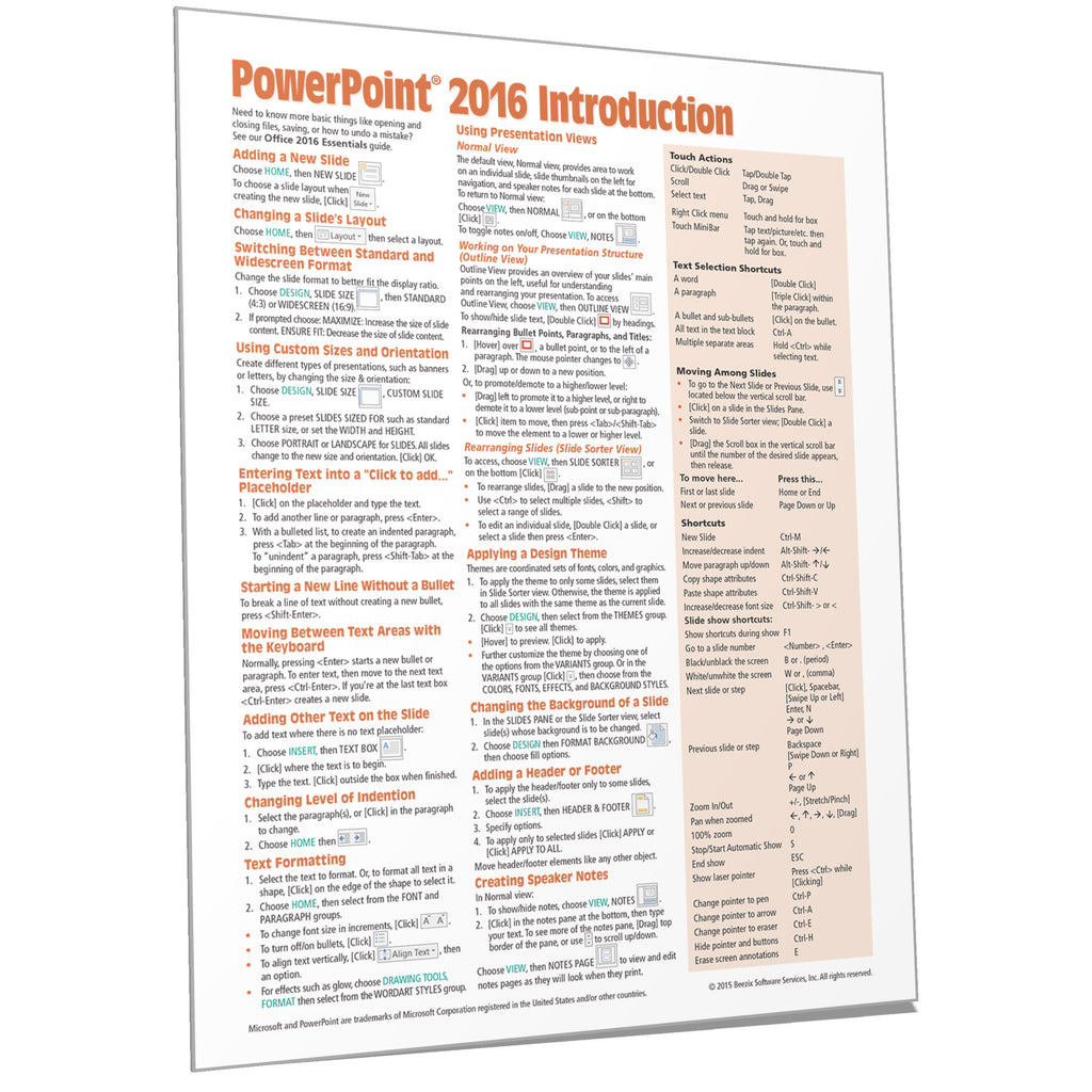 Office 2016 Quick Reference Guides, Cards, Cheat Sheets - Beezix