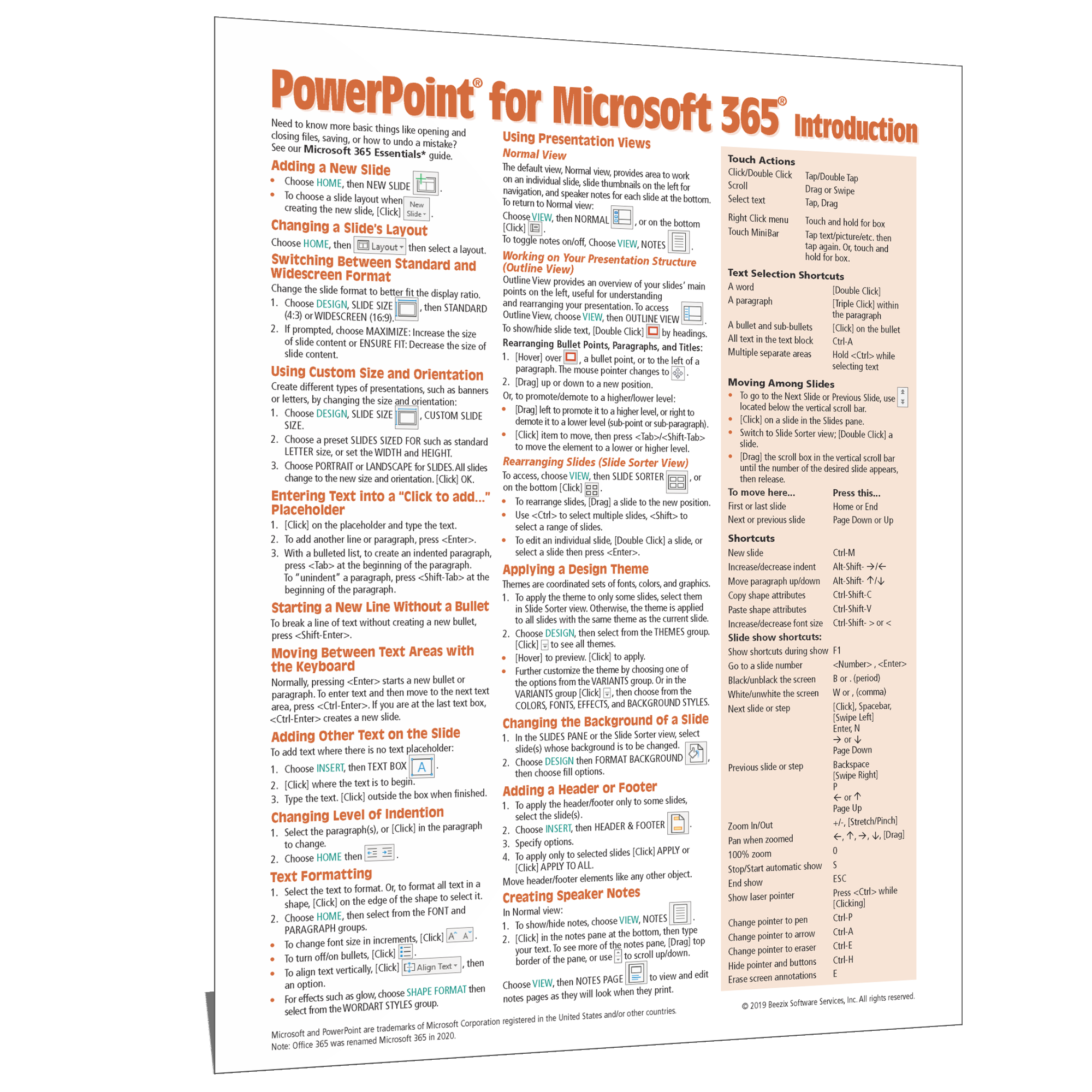 PowerPoint for Office 365 Quick Reference Guide, Cheat Sheet - Beezix