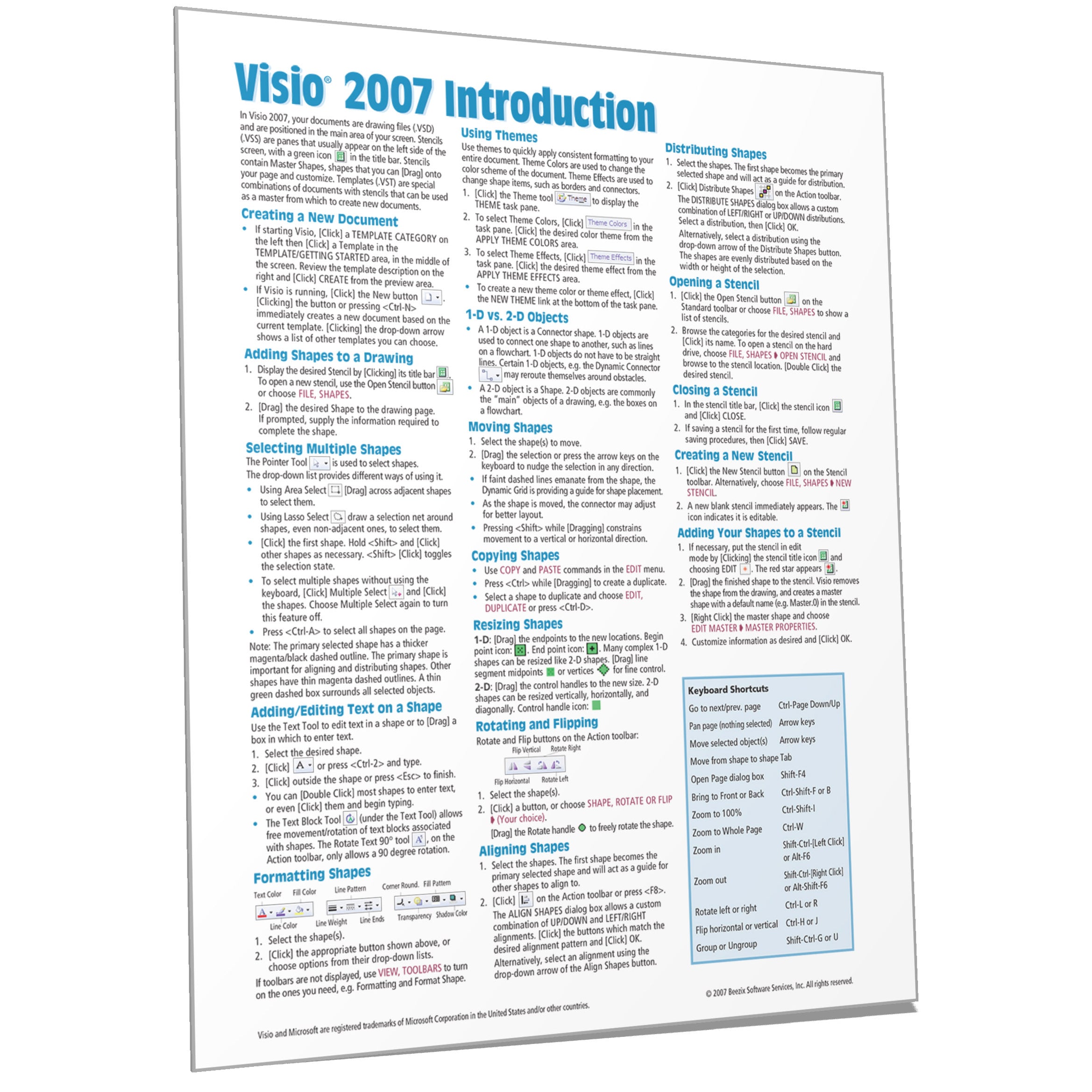 Visio 2007 Quick Reference, Cheat Sheet, Guide, Card - Beezix