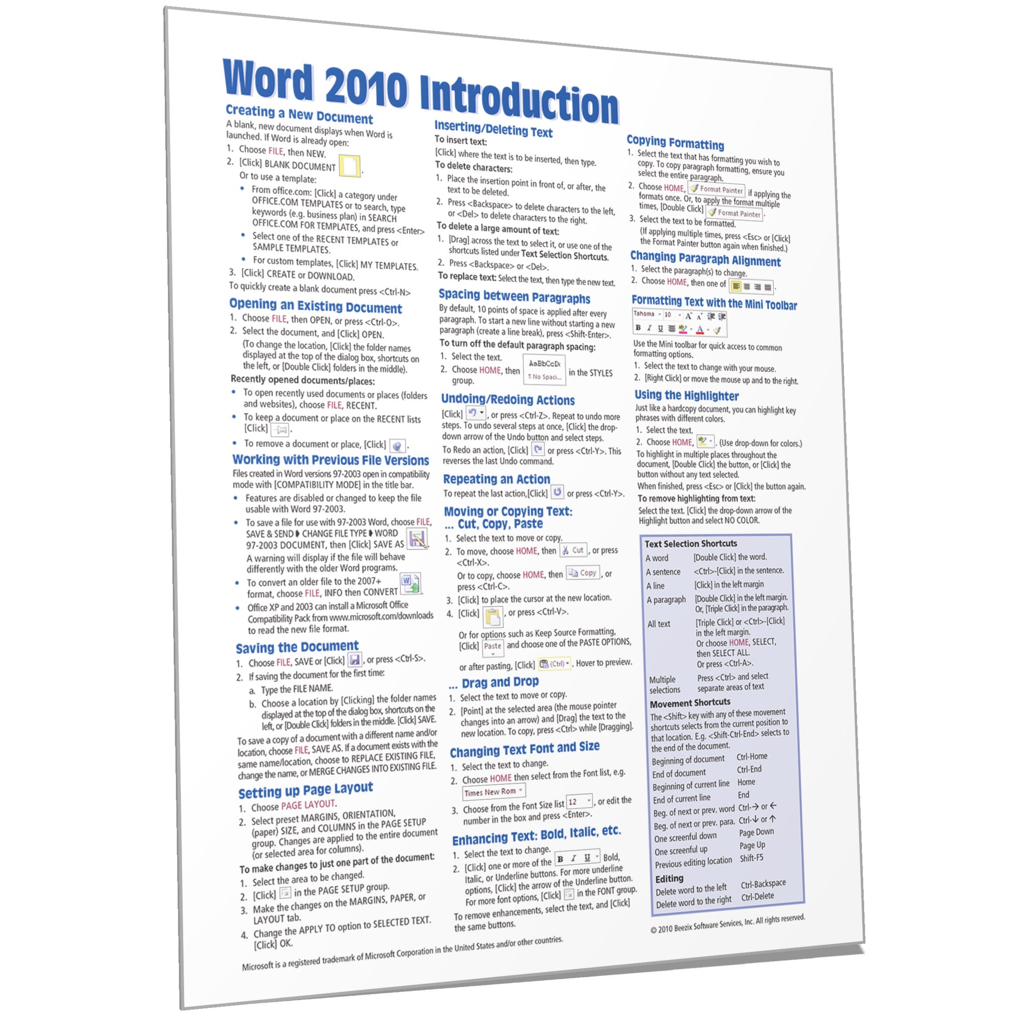 Microsoft Project 2010 Intermediate Quick Reference Card - Beezix