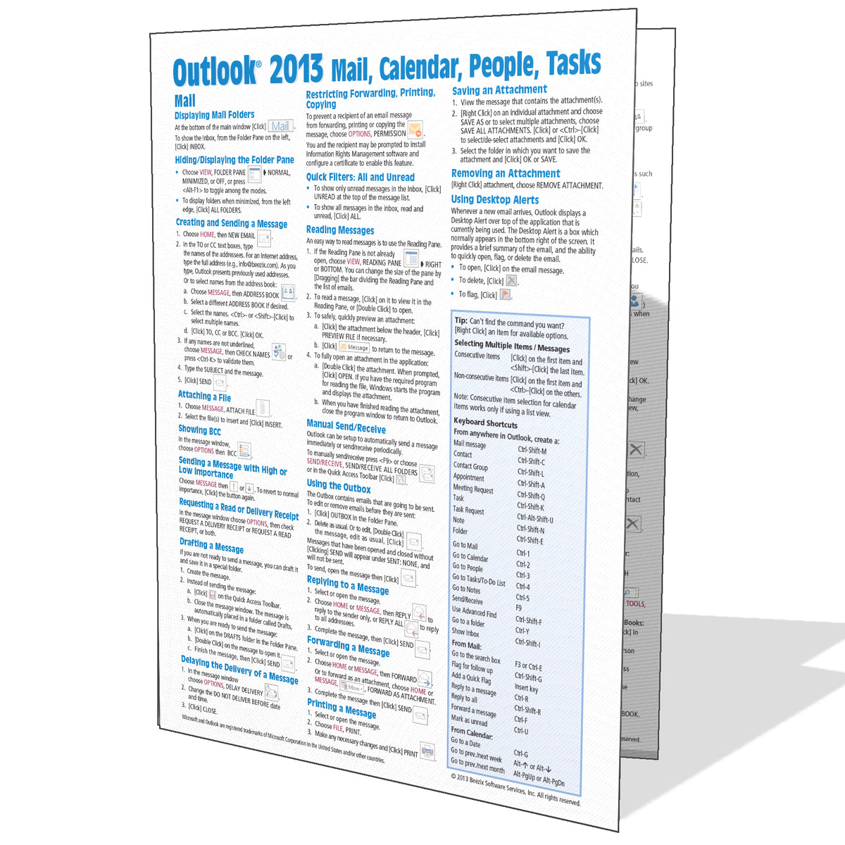 Outlook 2013 Mail Calendar People Quick Guide Card - Beezix