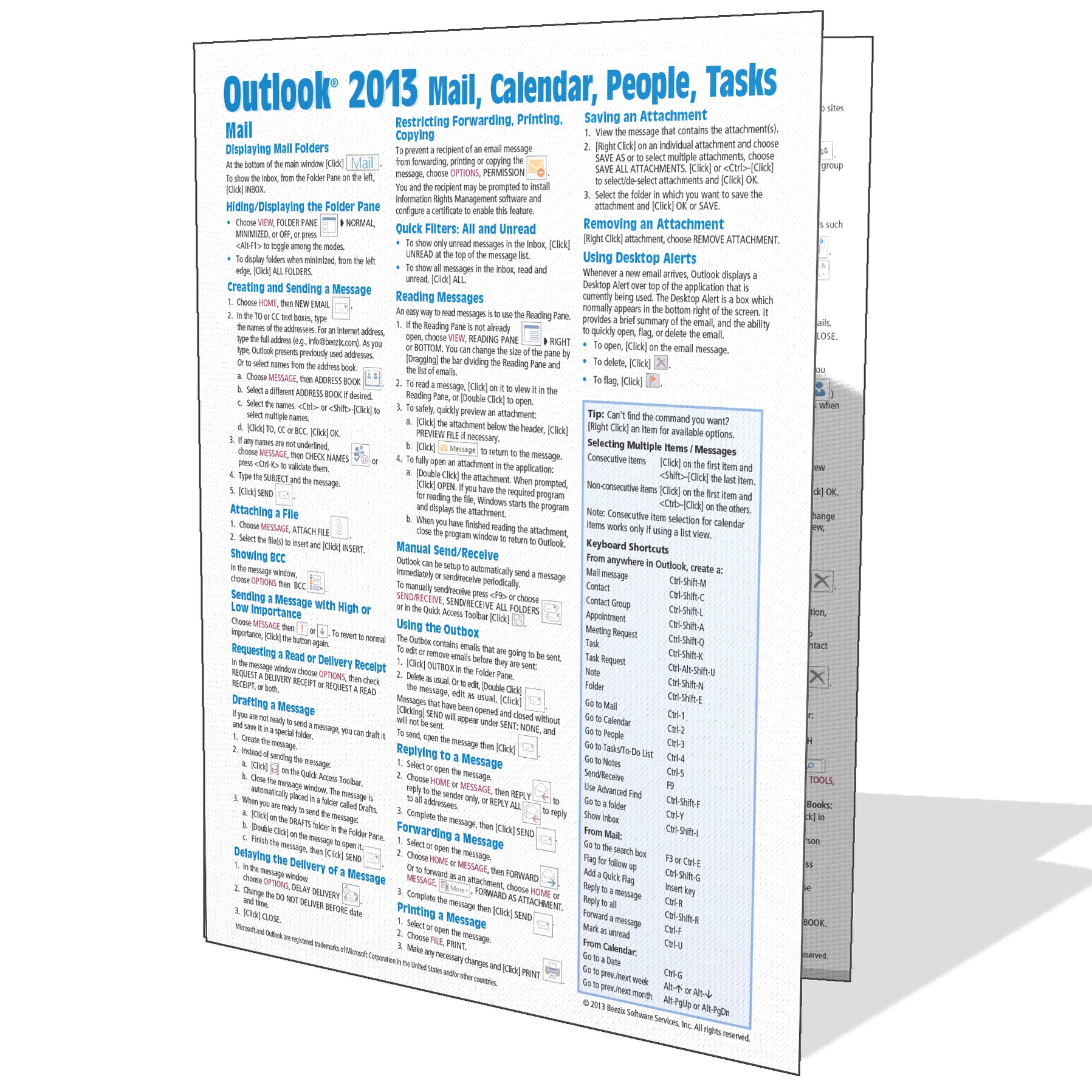 Onenote 2013 Quick Reference Cheat Sheet Guide Card Beezix